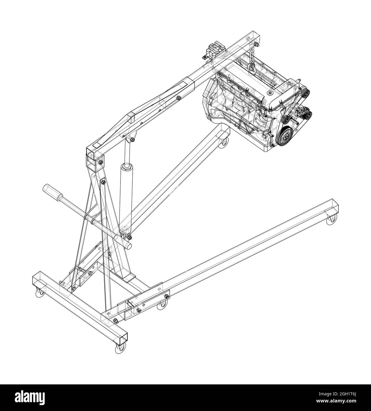 Engine hoist with engine. Vector Stock Vector Image & Art - Alamy