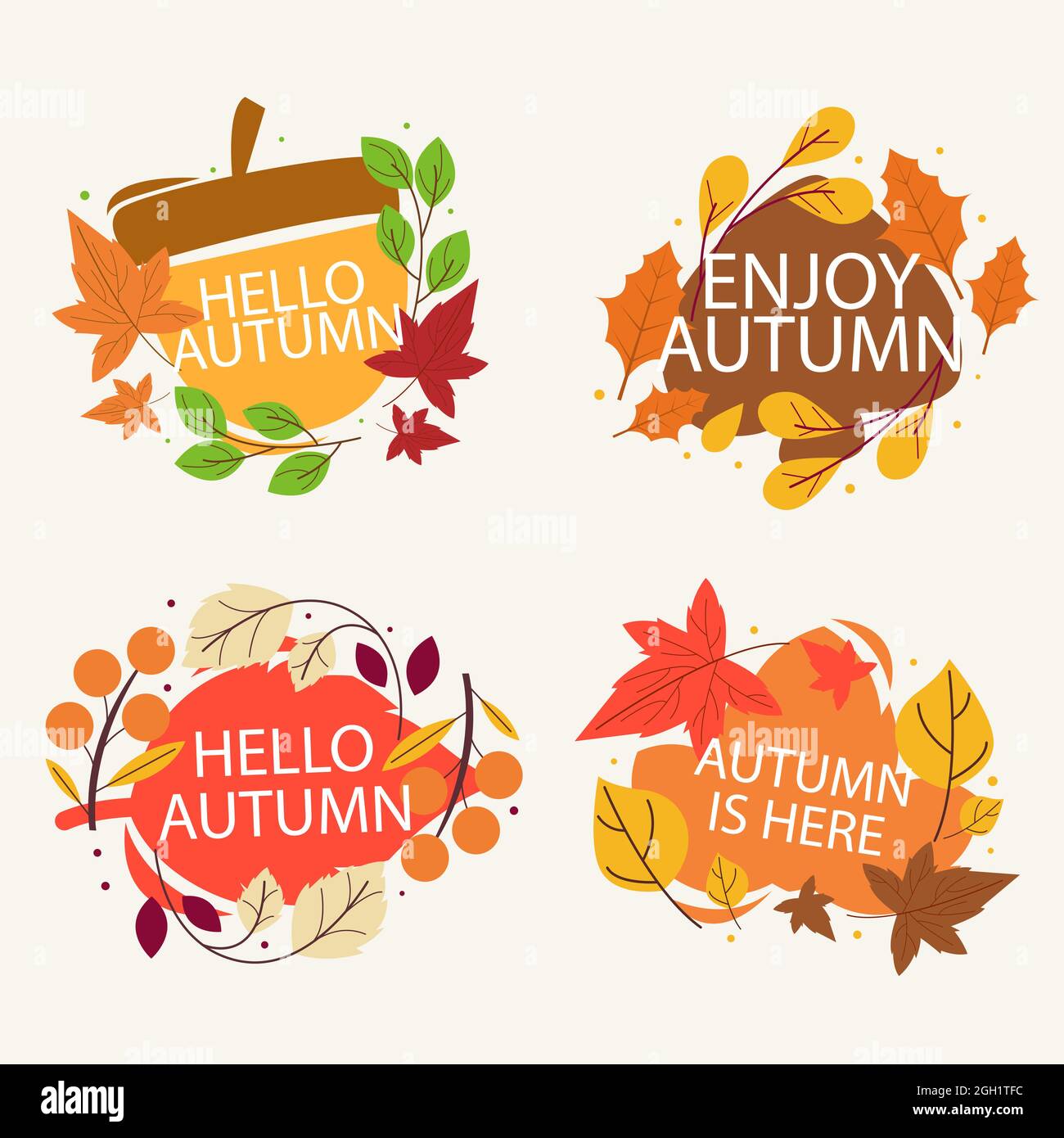Flat autumn labels set Vector illustration Stock Vector Image & Art - Alamy