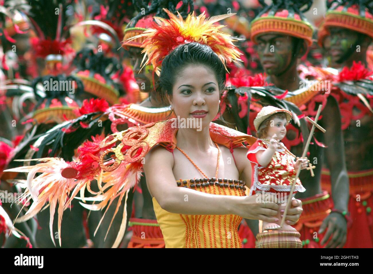 BACOLOD, PHILIPPINES - Jan 24, 2010: A closeup of traditional dancers ...