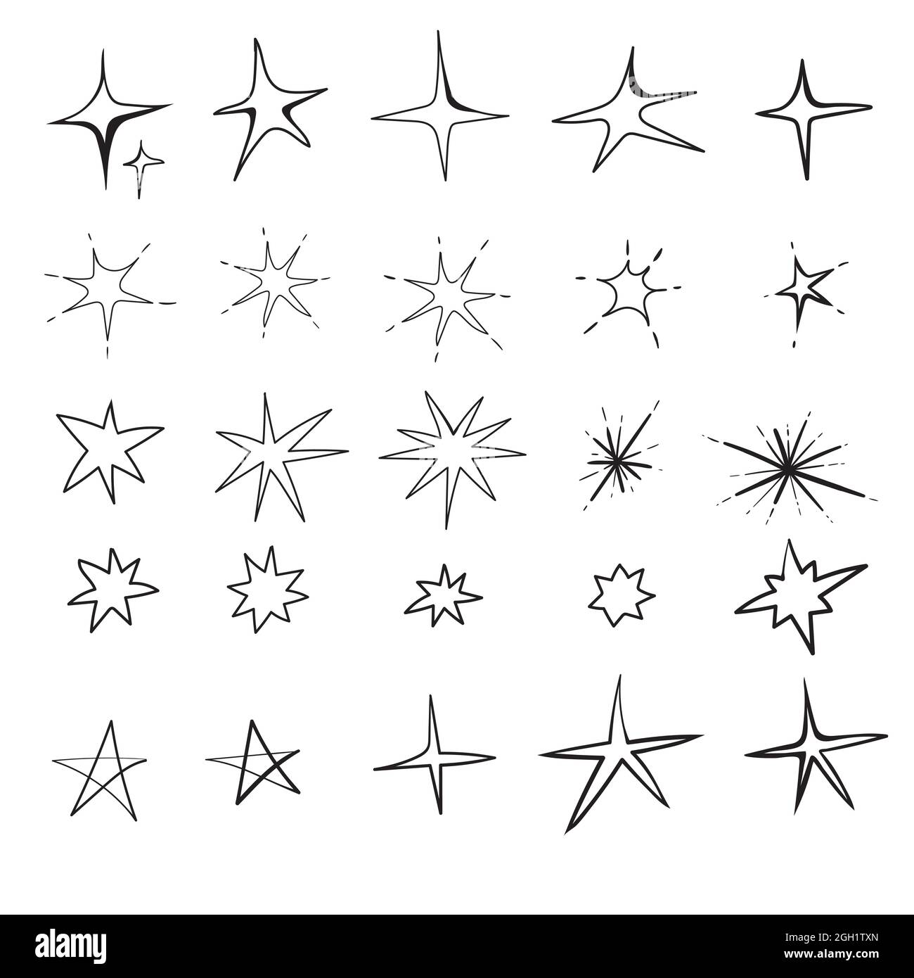 Hand drawn sparkling stars set Vector illustration Stock Vector Image ...