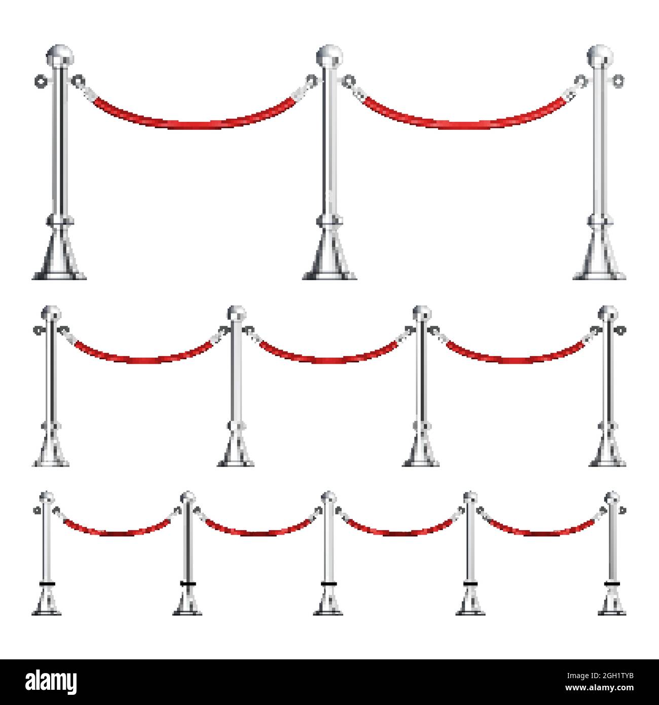 Barriers Chrome Column With Velvet Rope Set Vector Stock Vector Image ...