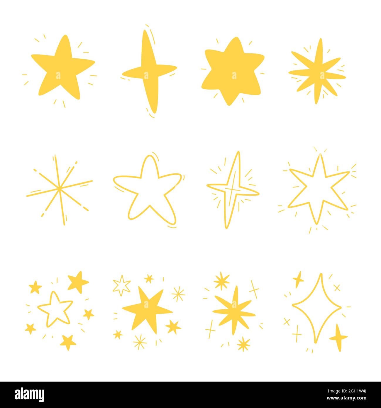 Hand drawn sparkling stars set Vector illustration Stock Vector Image & Art - Alamy