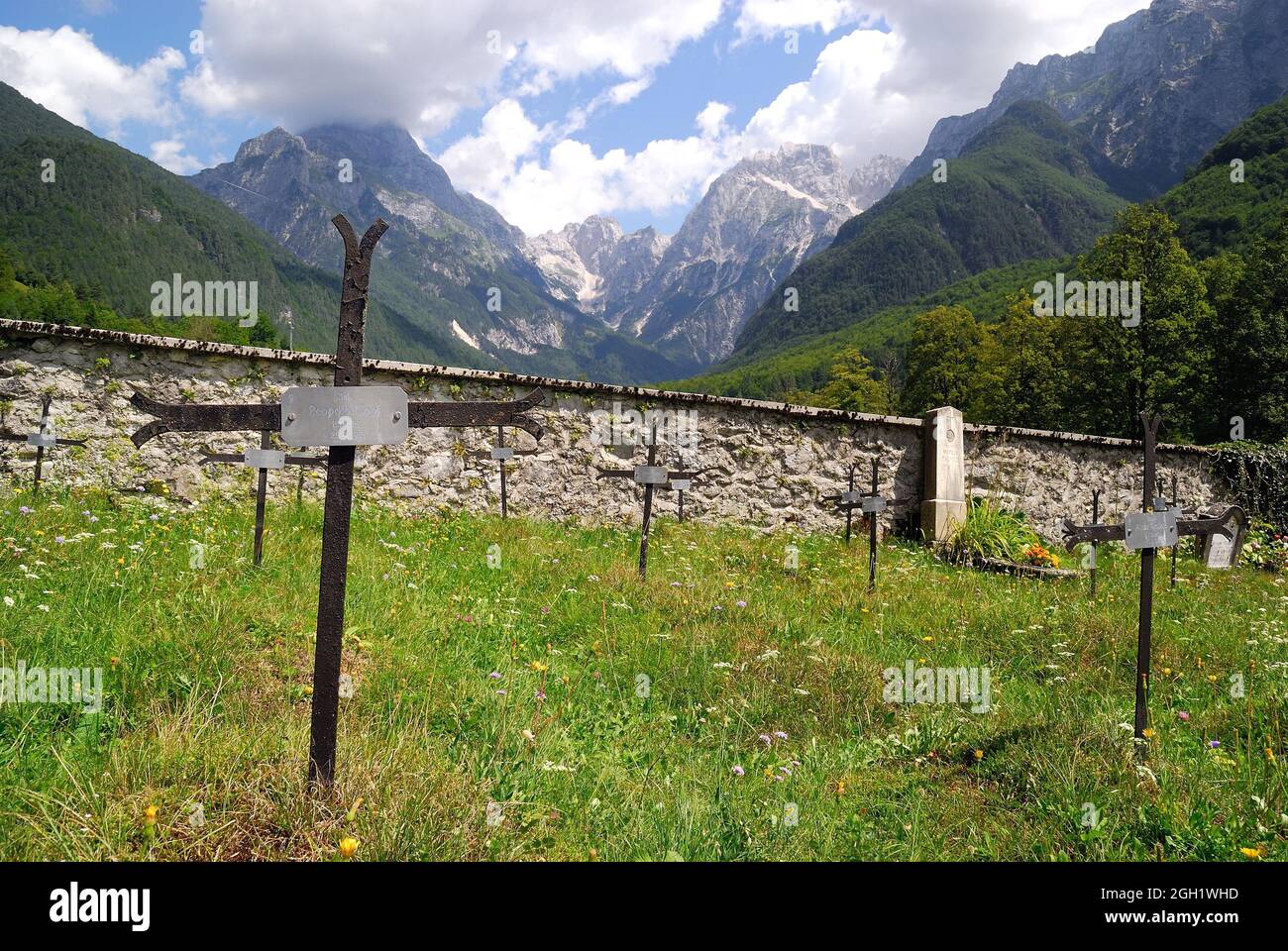 Slovenia, the Austro-hungarian war cemetery of Log pod Mangartom is ...
