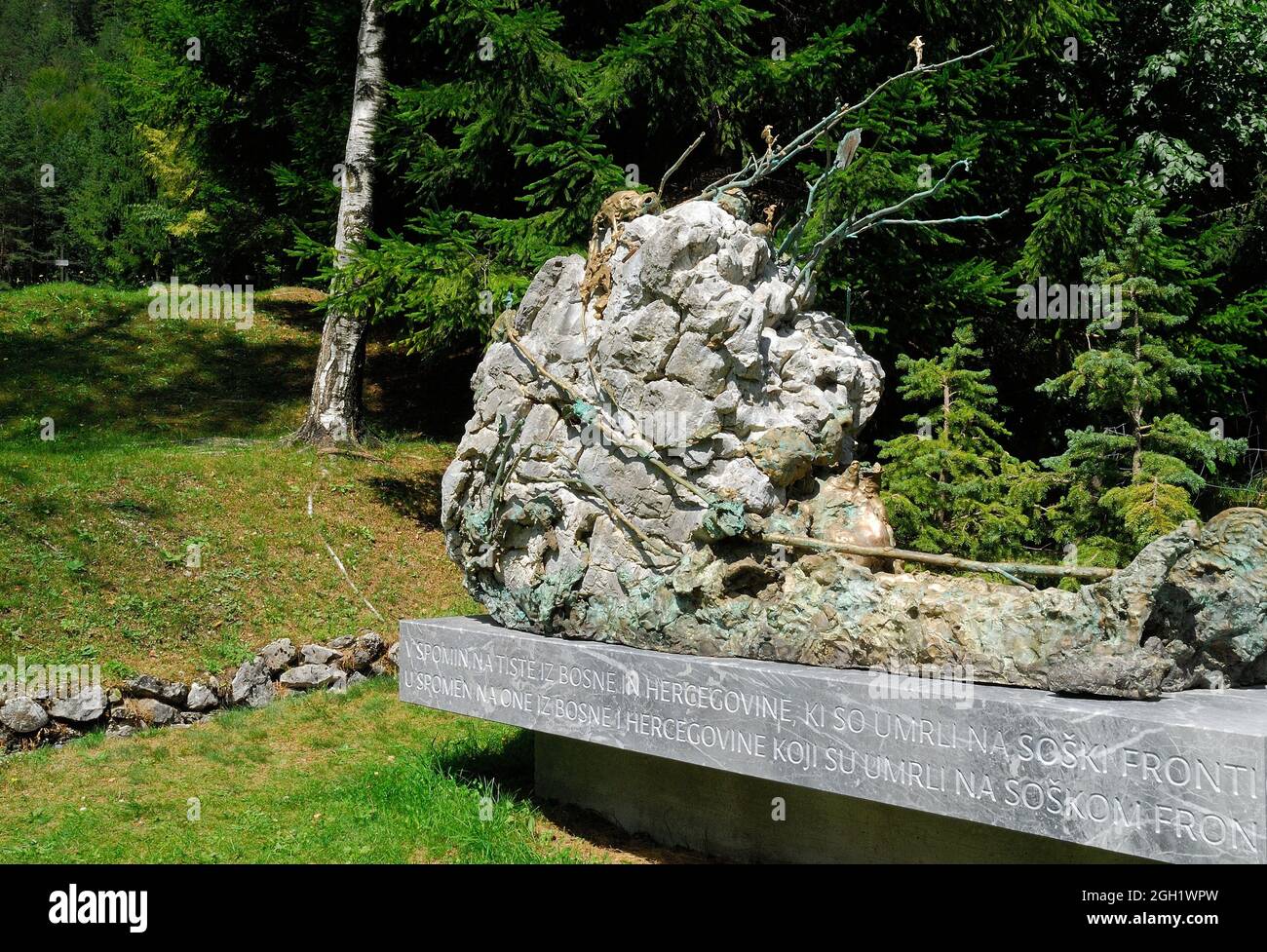 Slovenia. Log pod Mangartom WWI Austro-Hungarian war cemetery. A large ...