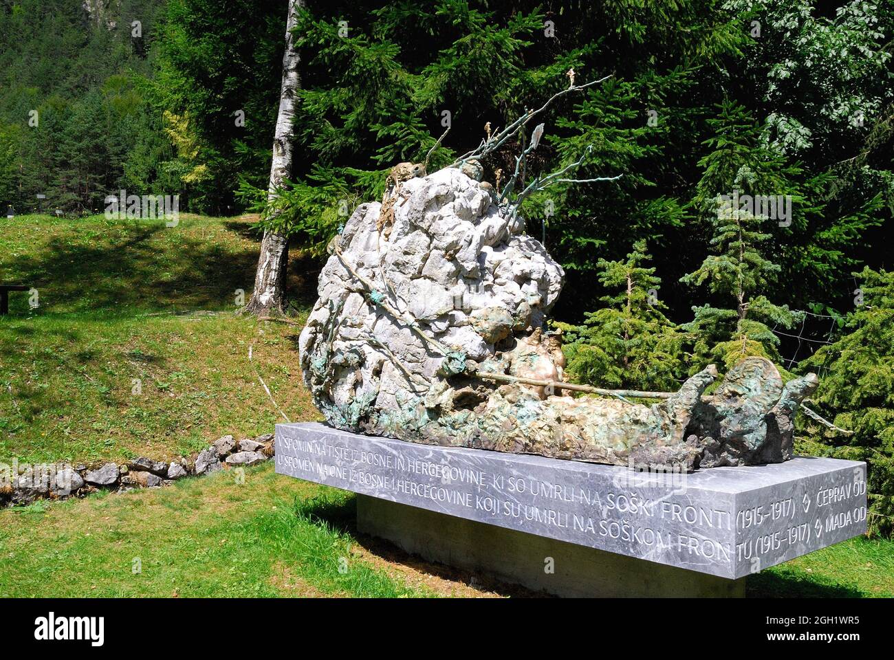 Slovenia. Log pod Mangartom WWI Austro-Hungarian war cemetery. A large ...