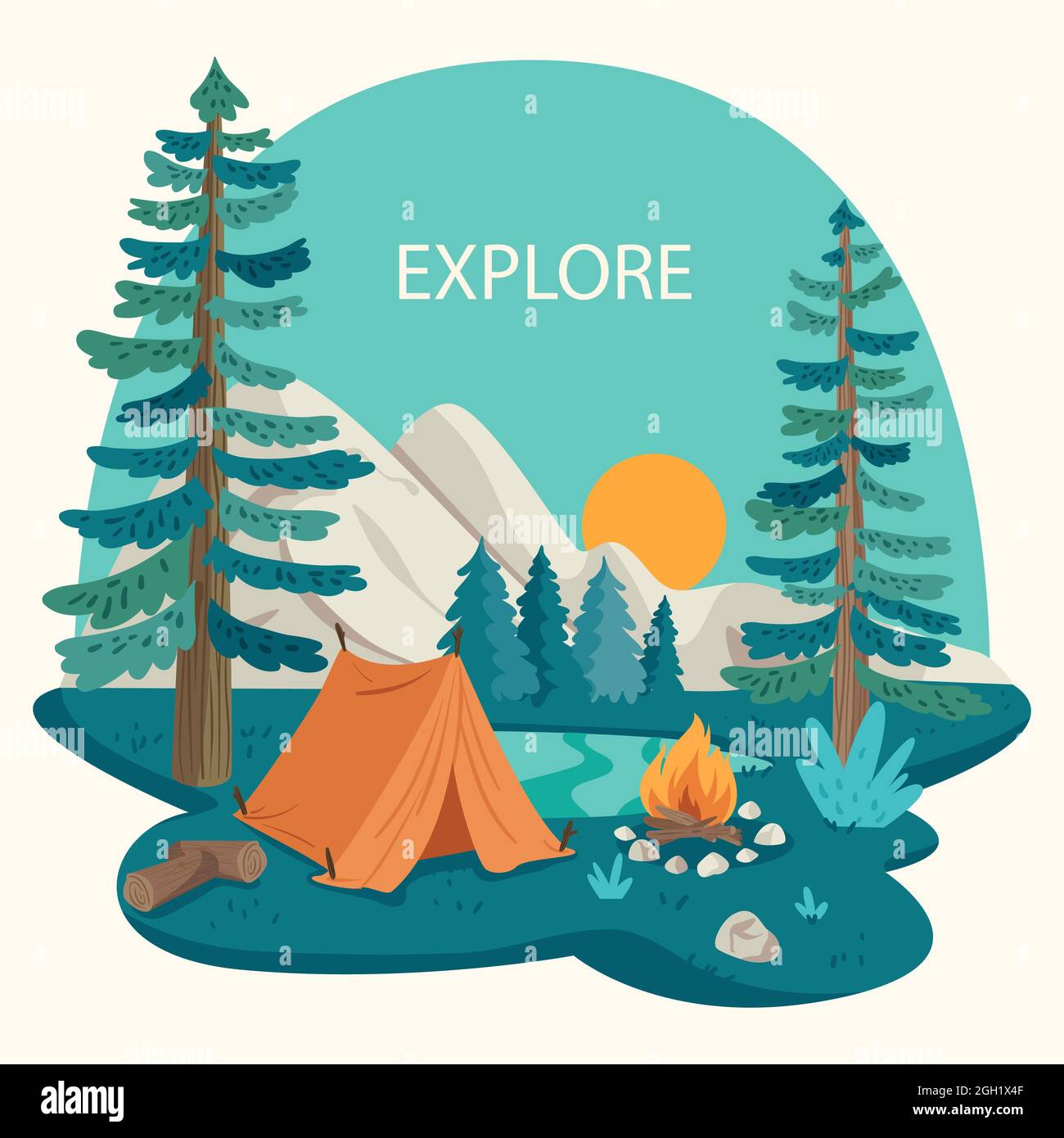 Hand drawn adventure background Vector illustration Stock Vector Image ...