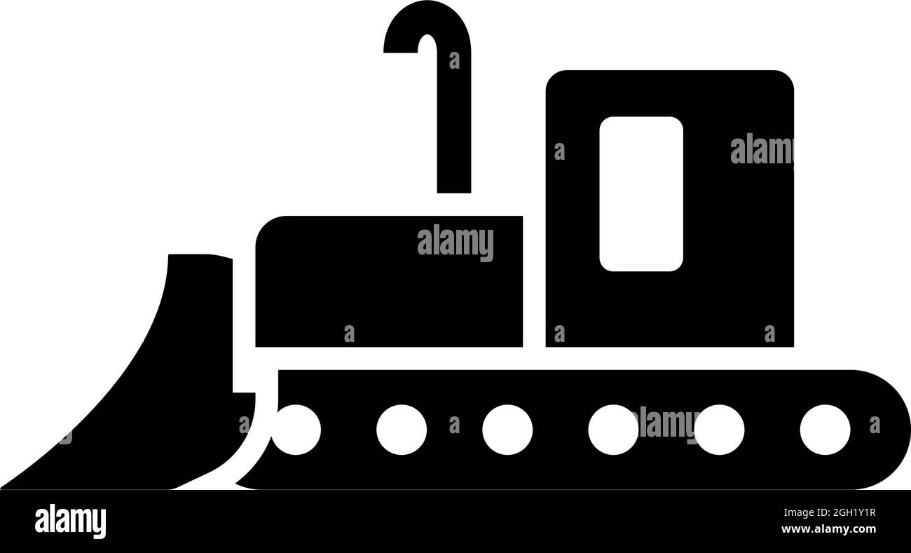 Icon Of Construction Bulldozer. Black Stencil Design. Vector ...