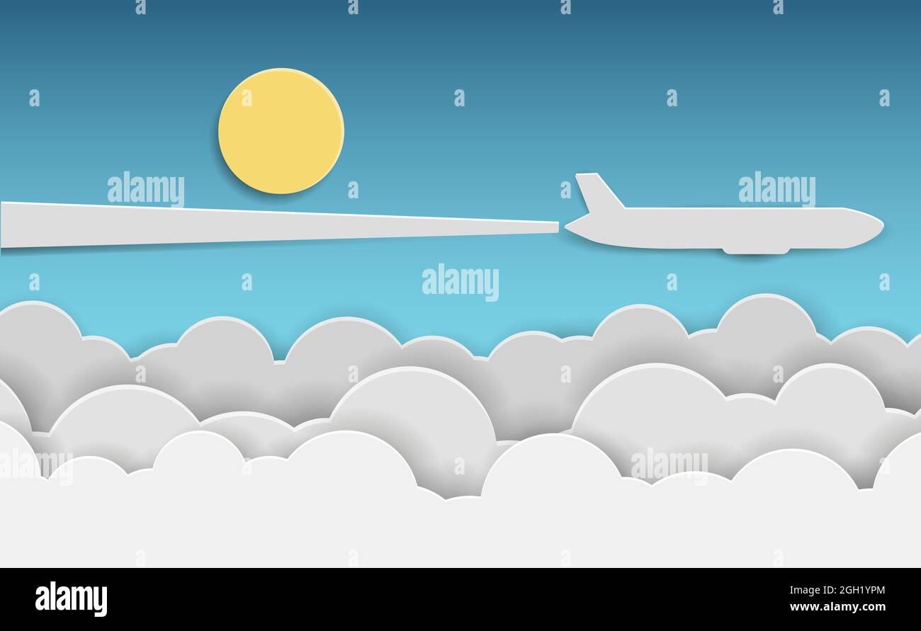 Paper airplane flying above clouds in blue sky. vector illustration Stock Vector Image & Art - Alamy