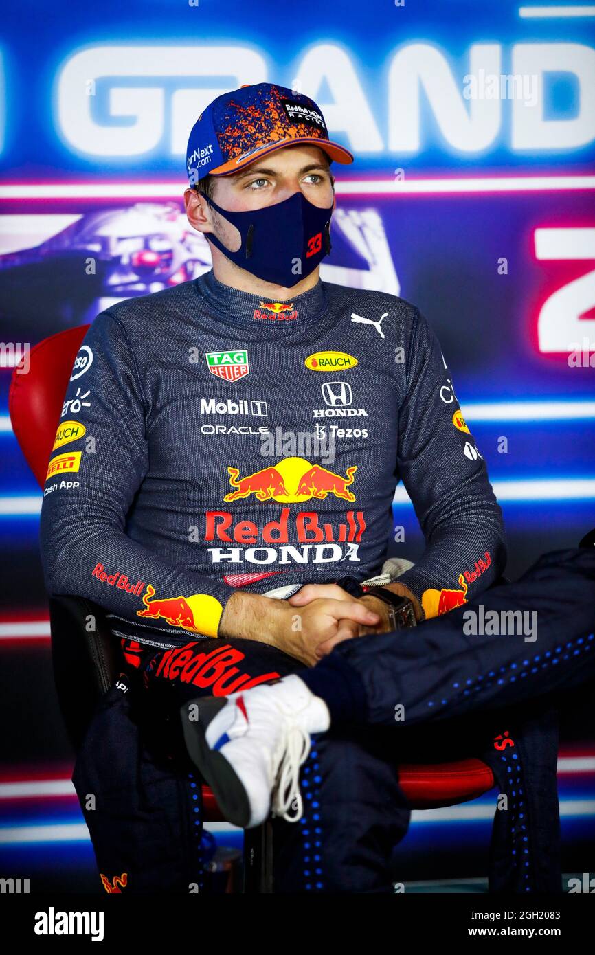Max Verstappen (NLD) Red Bull Racing in the post qualifying FIA Press ...