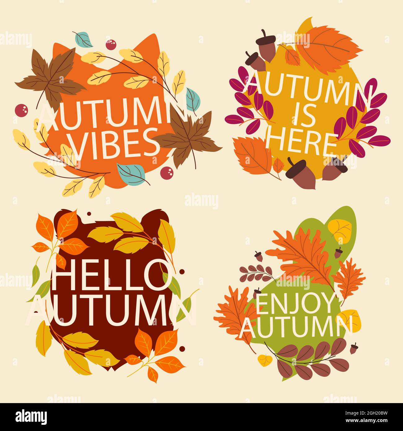 Flat autumn labels set Vector illustration Stock Vector Image & Art - Alamy