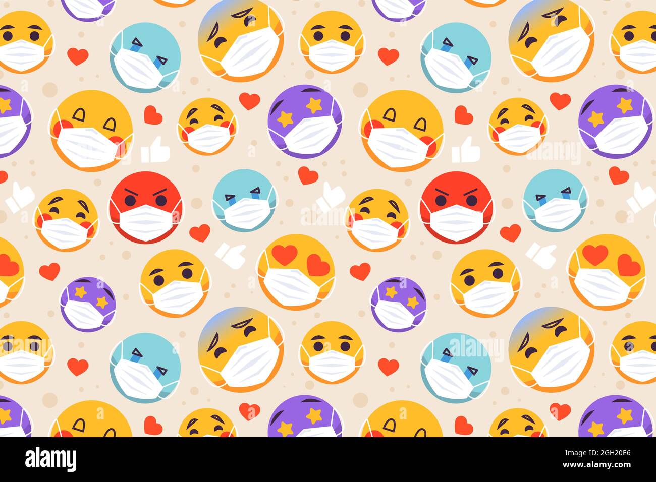 Emoji with face mask pattern Vector illustration Stock Vector Image ...