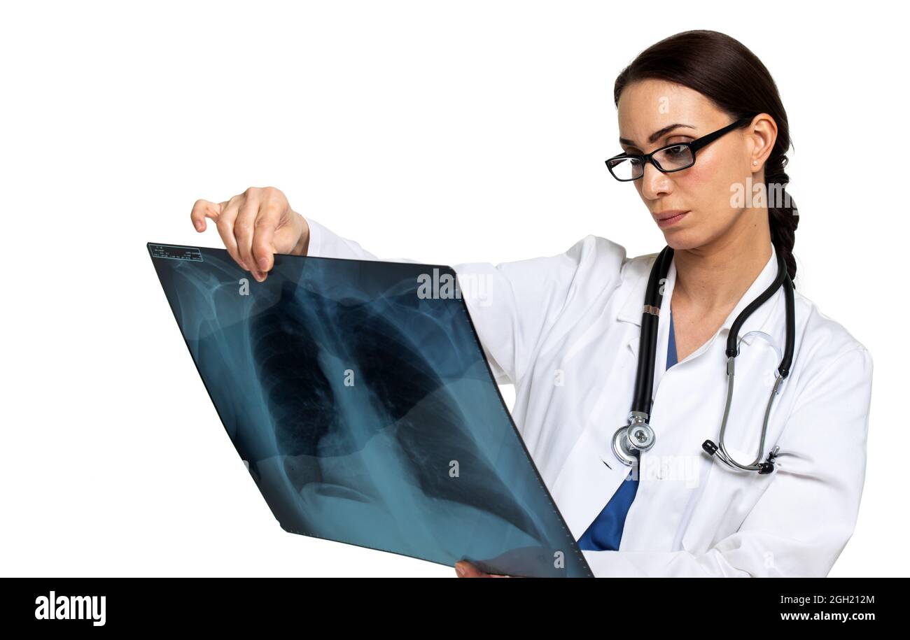 Female doctor examining a lung radiography Stock Photo - Alamy