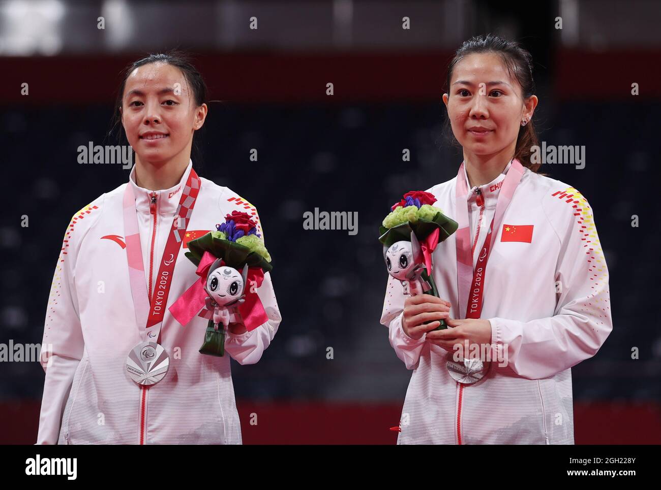 Tokyo, Japan. 4th Sep, 2021. Cheng Hefang (L)/Ma Huihui of China pose ...