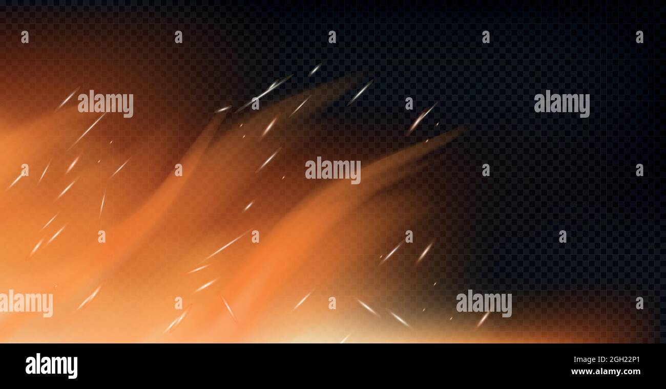 Realistic fire on a dark background - Vector illustration Stock Vector ...