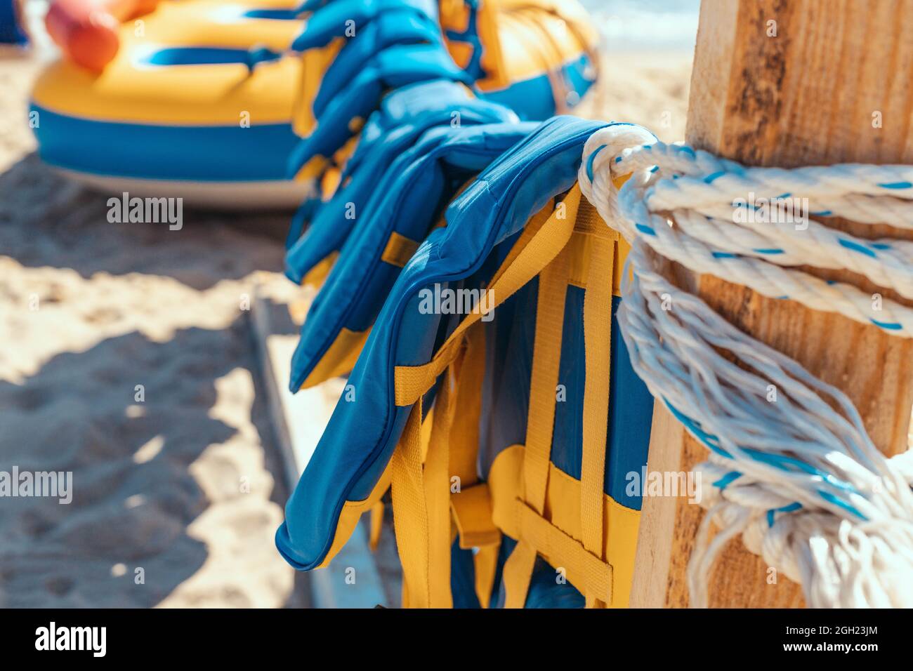 Safety equipment on beach life jacket hi-res stock photography and ...