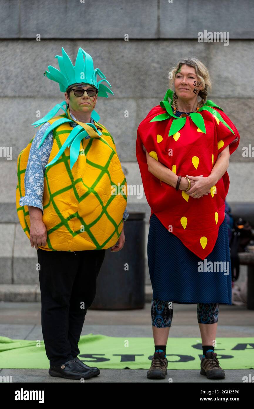 London, UK. 4 September 2021. Costumed climate activists from ...