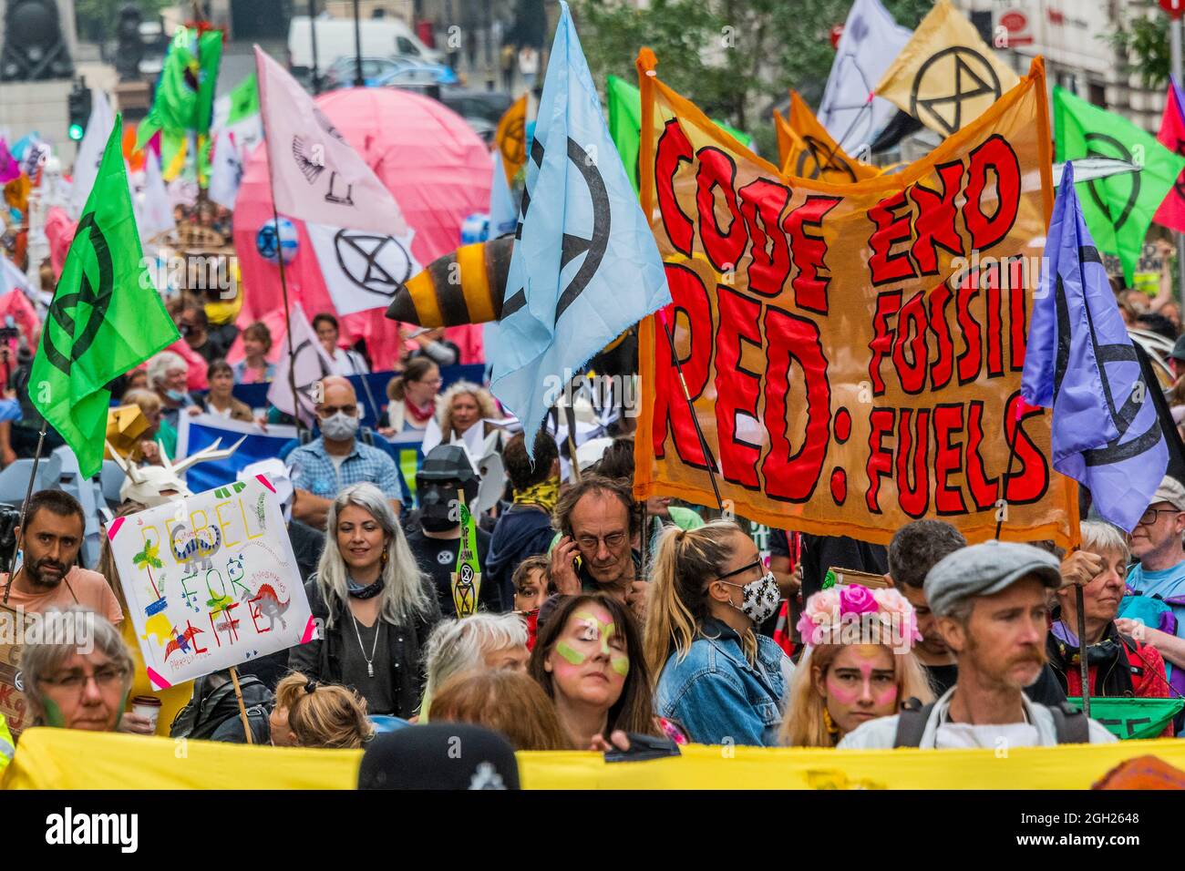 London, UK. 4th Sep, 2021. Code Red, the march heads up to Piccadilly ...