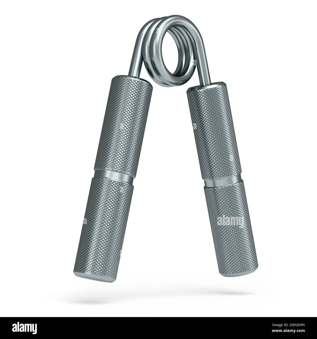 Iron hand expander or resistance band isolated on white background. 3d ...