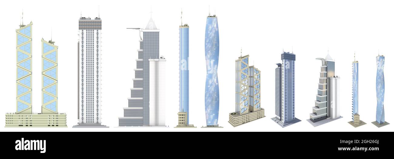 10 various angles views detailed renders of fictional design city ...