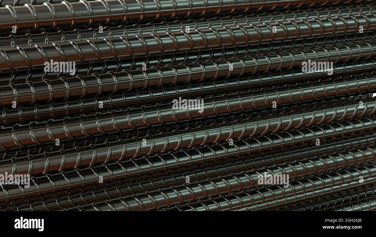 steel reinforcing bar backdrop - isolated cgi industrial 3D rendering ...