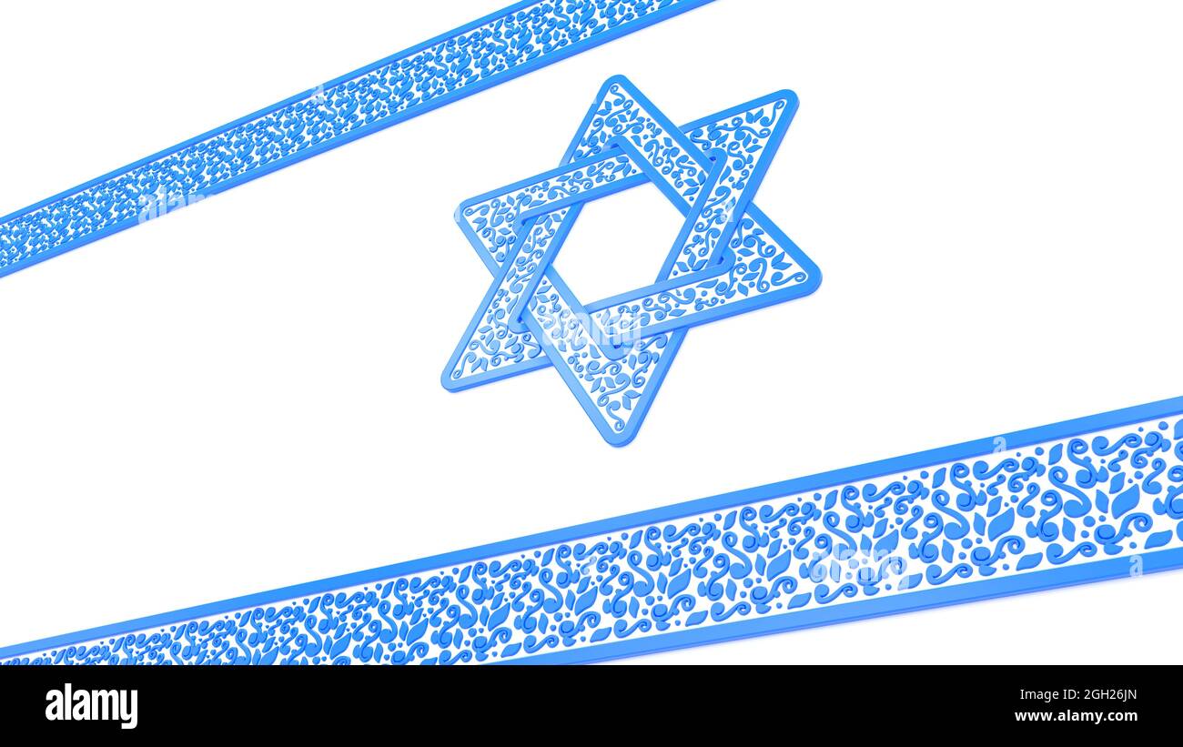 beautiful israel flag blue decorative weave isolated. cgi object 3D ...