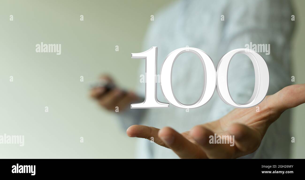 Digital template for celebrating the 100th anniversary, floating 3d ...