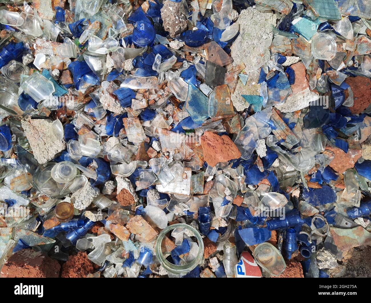 Abstract background of broken glass and stones on the ground Stock ...