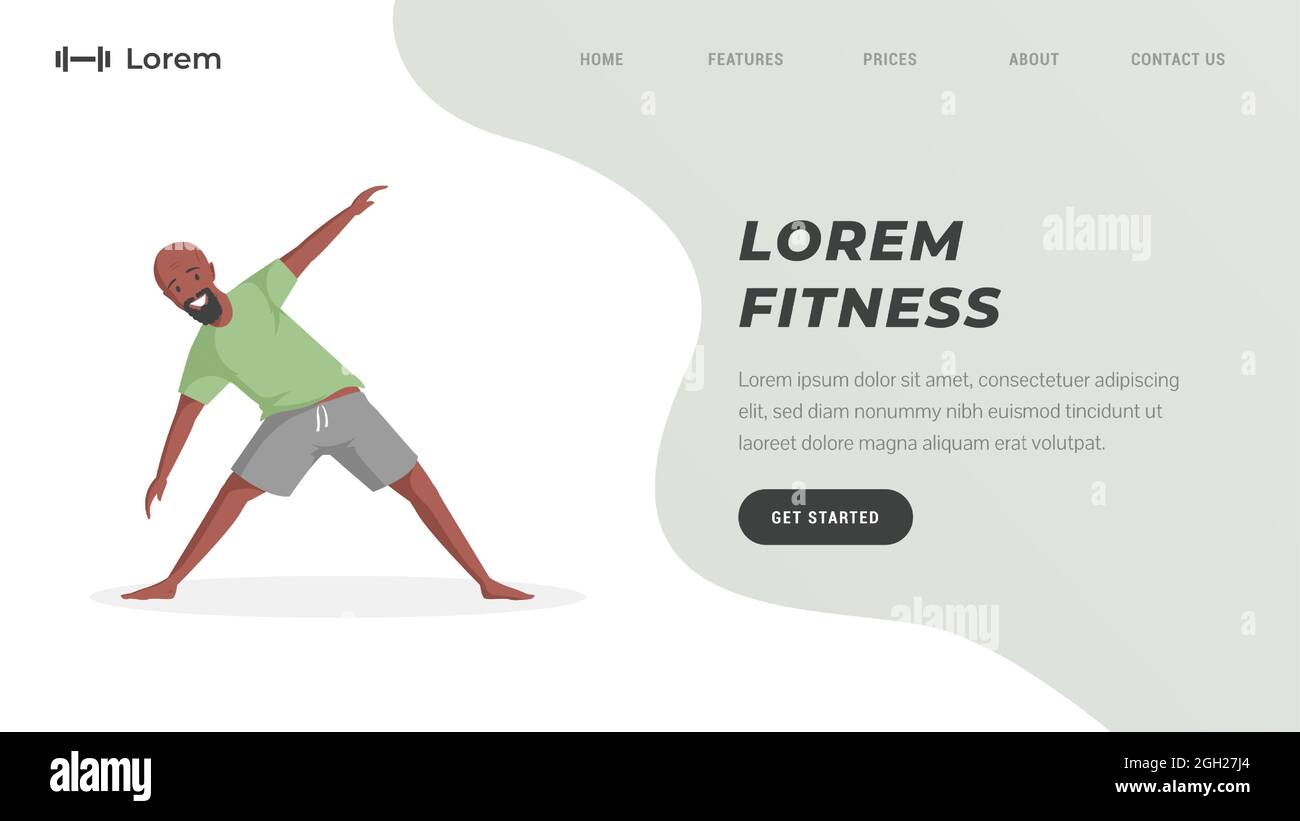 Fitness studio or online workout training landing page template with ...