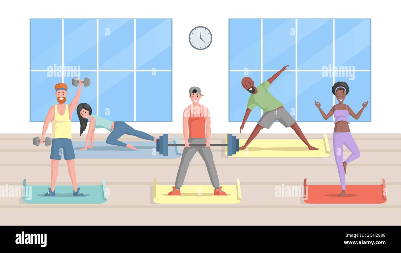 Group smiling people stretching in Stock Vector Images - Alamy