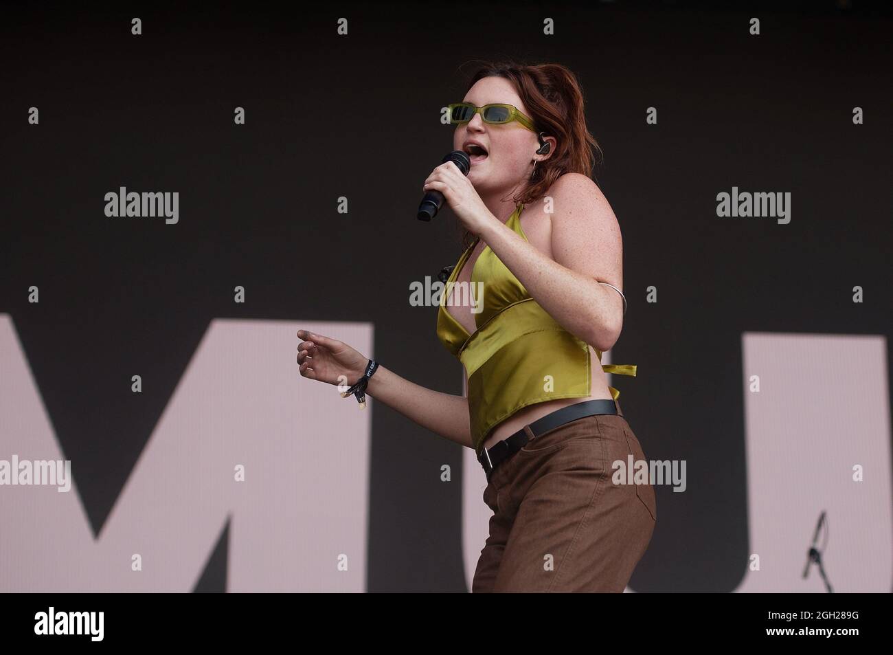 Napa, USA. 03rd Sep, 2021. Katie Gavin of MUNA performs at the 2021 ...