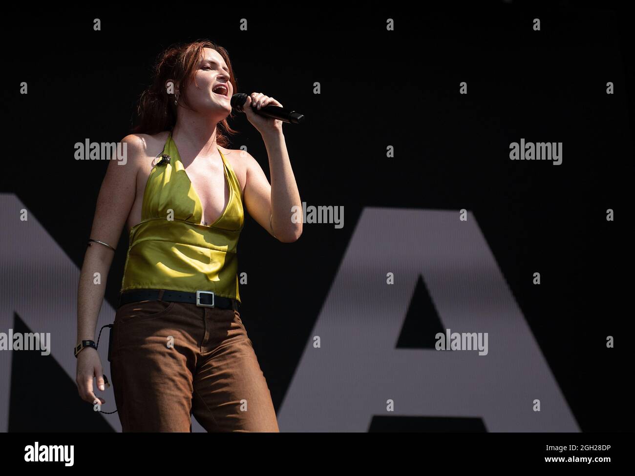 Napa, USA. 03rd Sep, 2021. Katie Gavin of MUNA performs at the 2021 ...