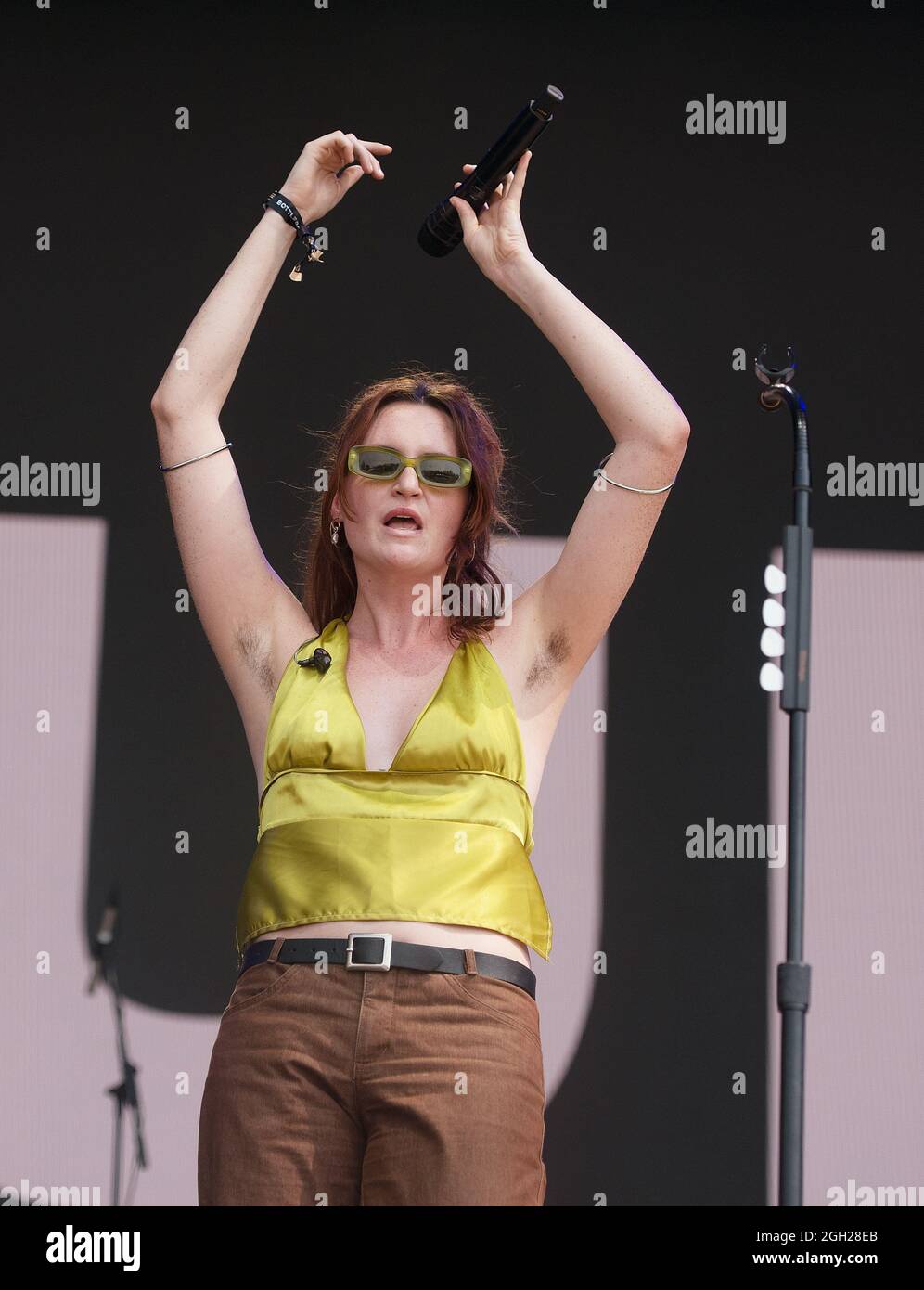 Napa, USA. 03rd Sep, 2021. Katie Gavin of MUNA performs at the 2021 ...