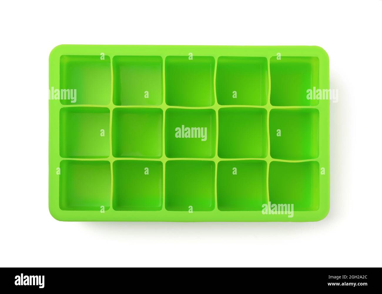 Top view of empty green silicone ice cube tray isolated on white Stock ...