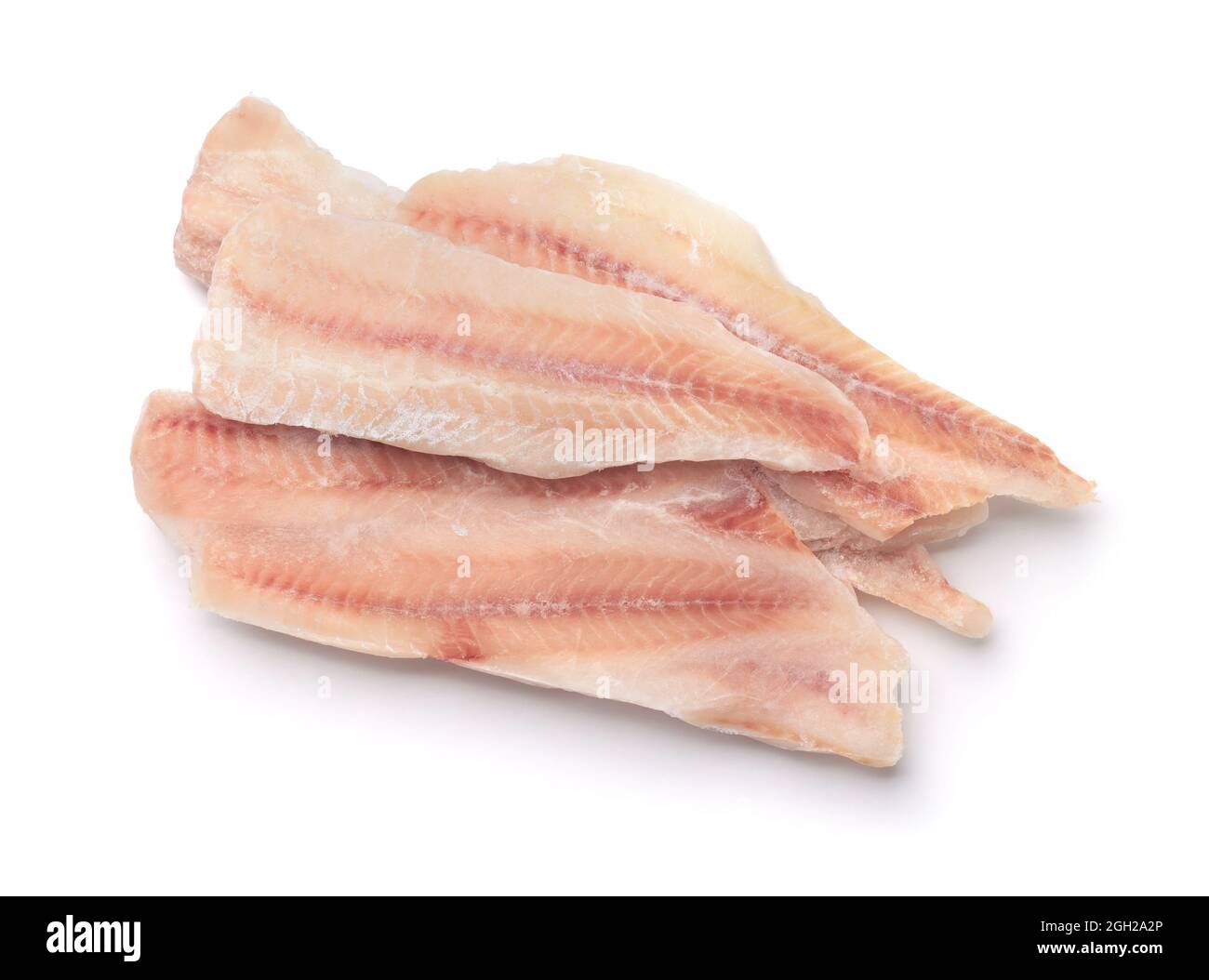 Top view of frozen pollock fillet isolated on white Stock Photo - Alamy