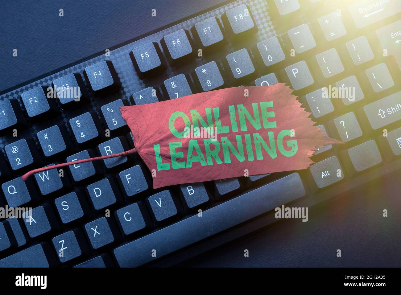 Text caption presenting Online Learning, Business overview educational ...