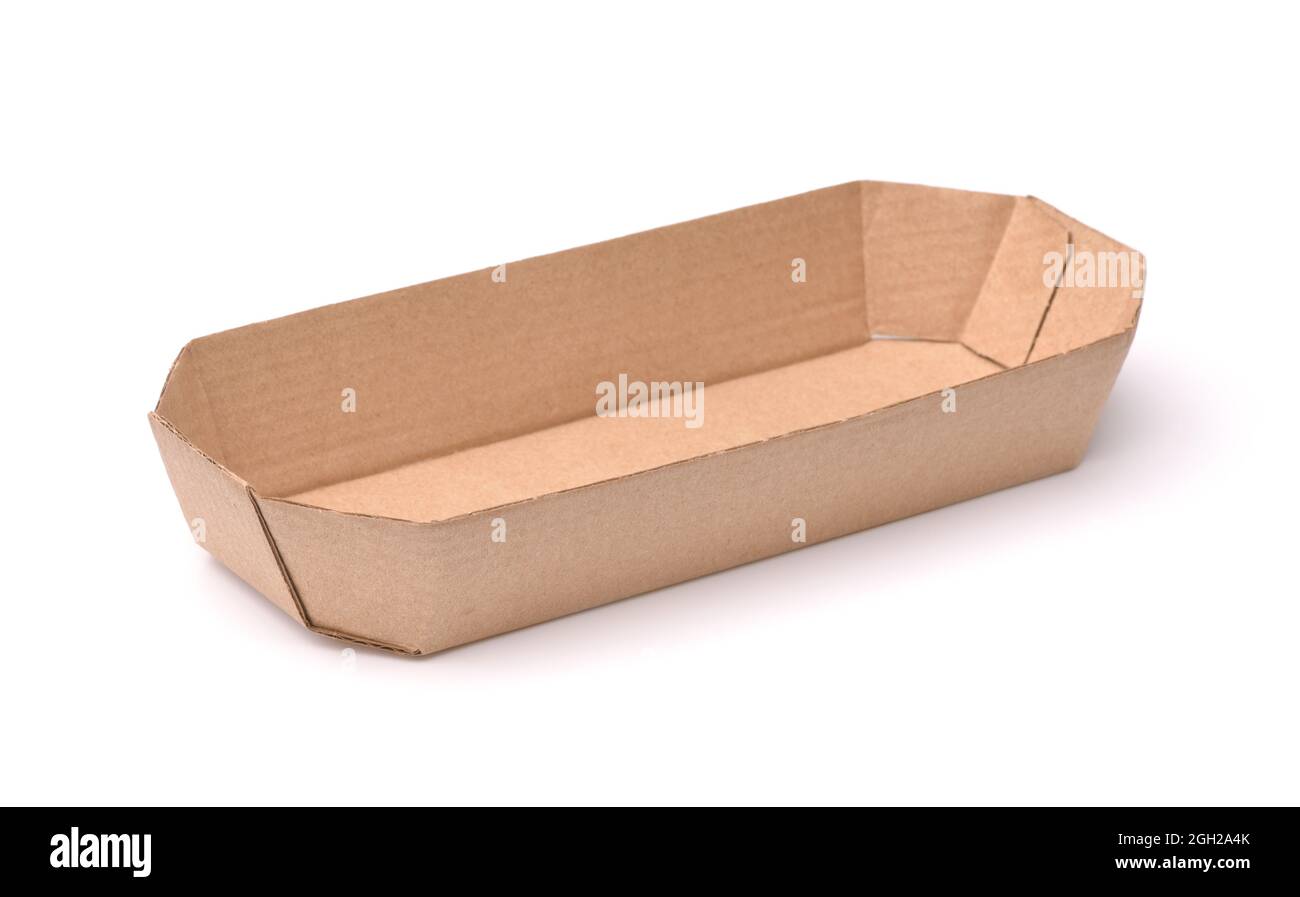 Empty disposable paper fast food tray isolated on white Stock Photo - Alamy