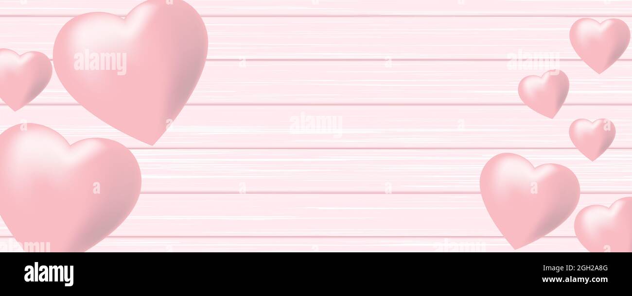 Valentine's Day banner with hearts on pink background. Valentine's Day ...