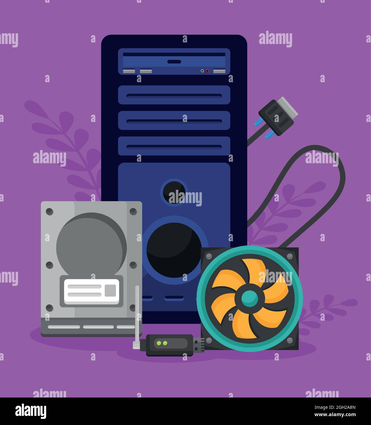 computer case with icons Stock Vector Image & Art - Alamy