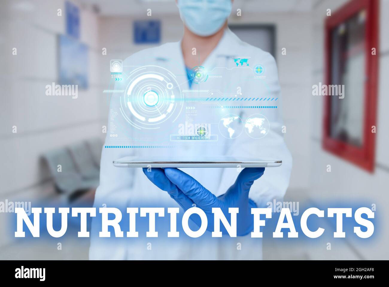 Handwriting text Nutrition Facts. Business concept detailed information ...