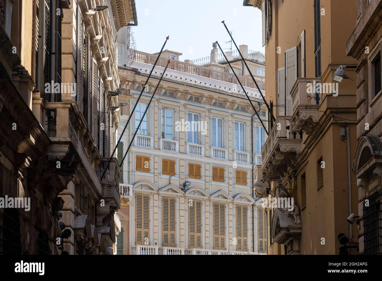 Genova, Italy. Architecture on street "Via Giuseppe Garibaldi", famous ...