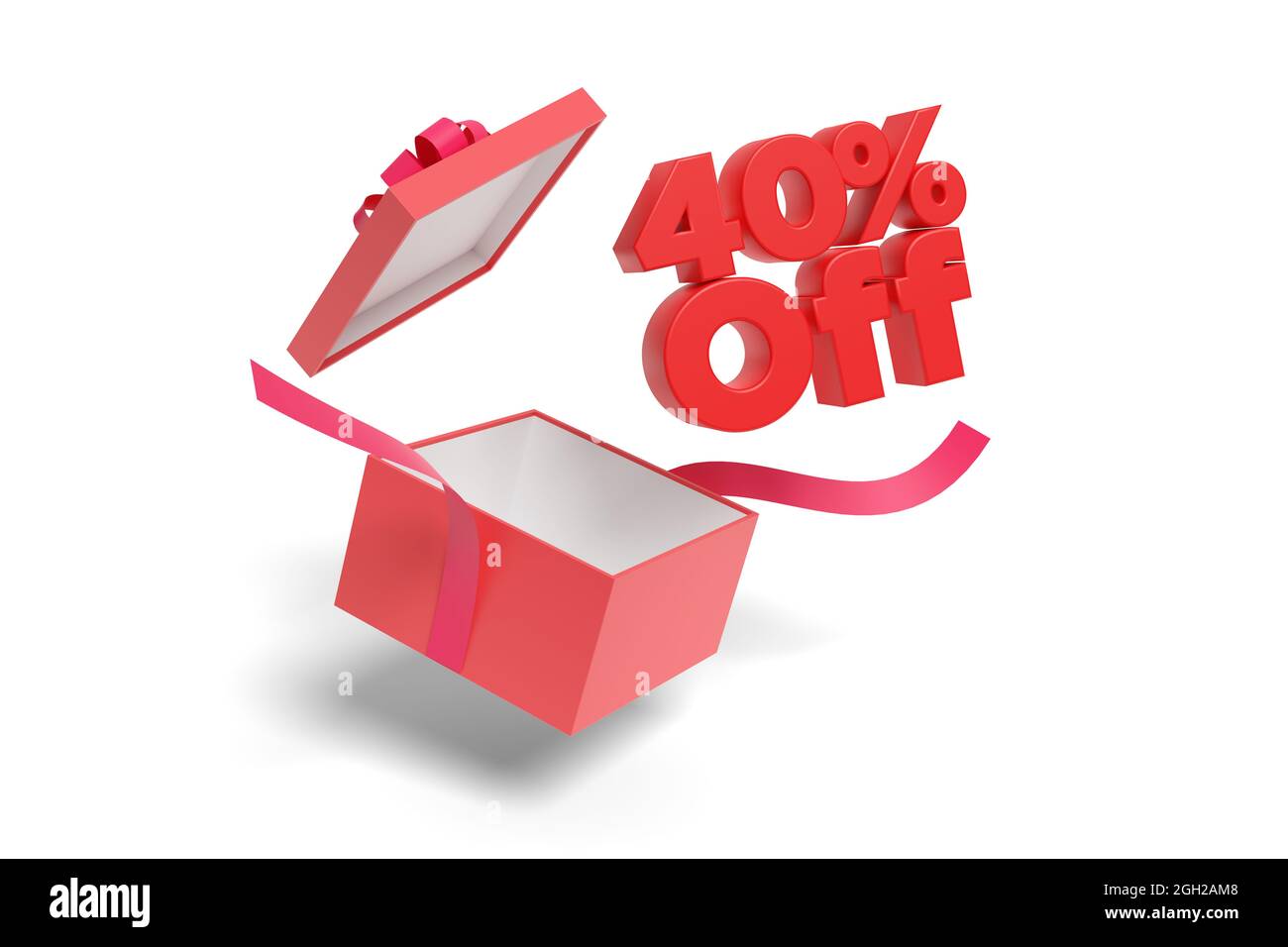 40 % off text coming out of a gift box isolated on a white background ...