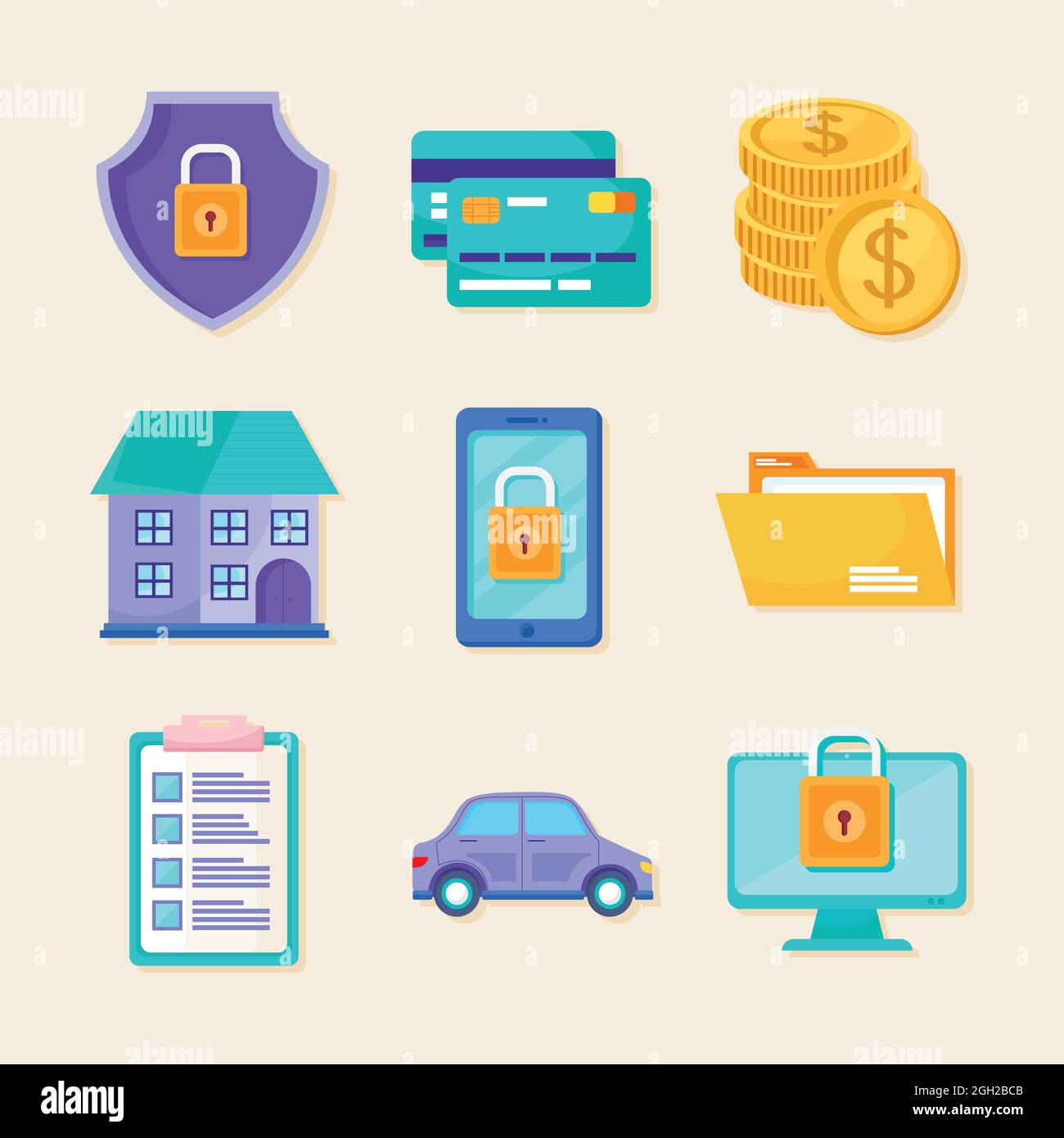 digital workinsurance icon set Stock Vector Image & Art - Alamy