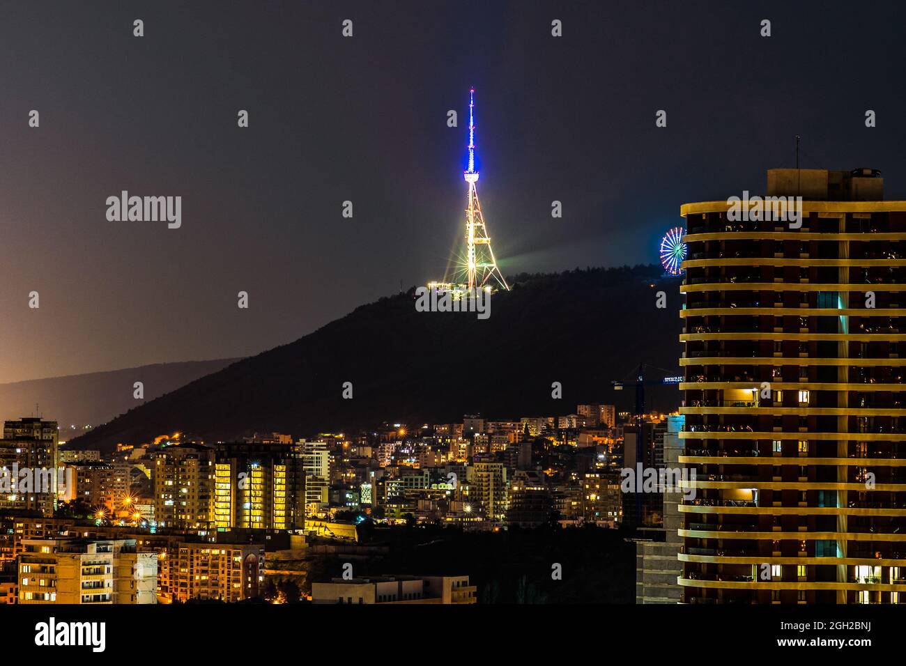 Tbilisi's TV tower colored in ukrainian national flag colors due to ...