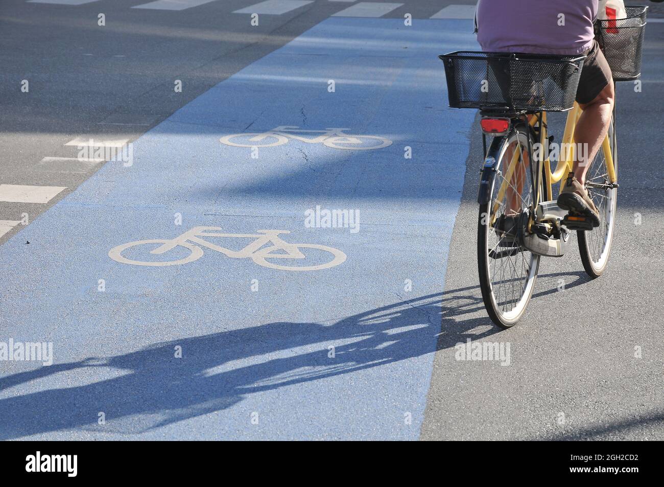 Copenhagen, Denmark., 04 September 2021, Bicyclers use bike lane to ...