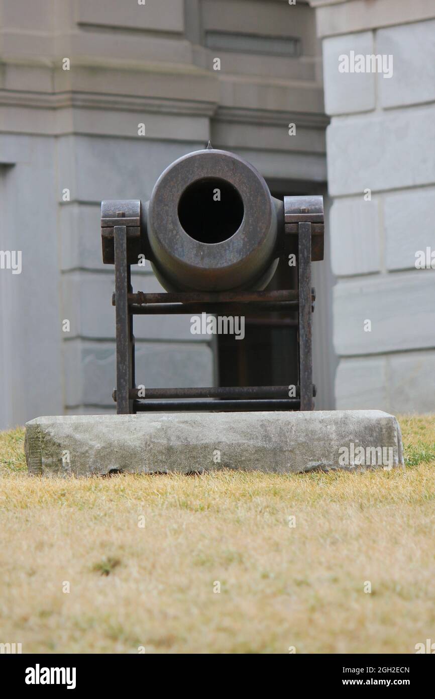 Old vintage iron cannon as a powerful military weapon Stock Photo - Alamy