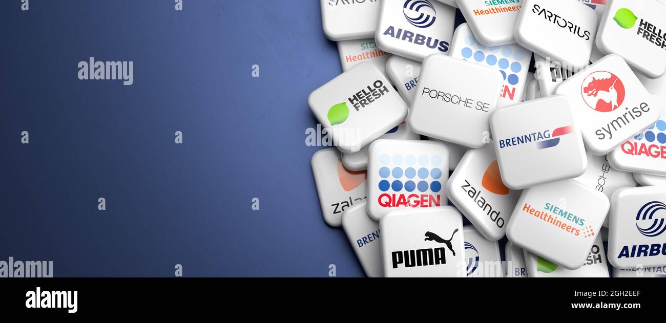 Logos of the ten new companies complementing the DAX 30 to the DAX 40 ...