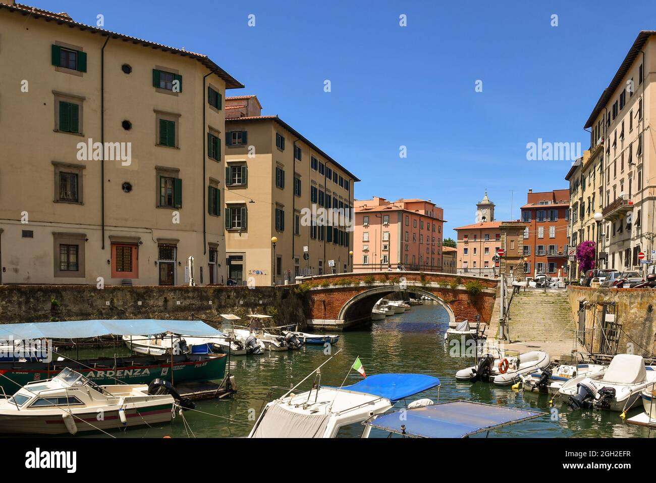 The Marble Bridge (17-18th c.) on a canal of the New Venice district ...