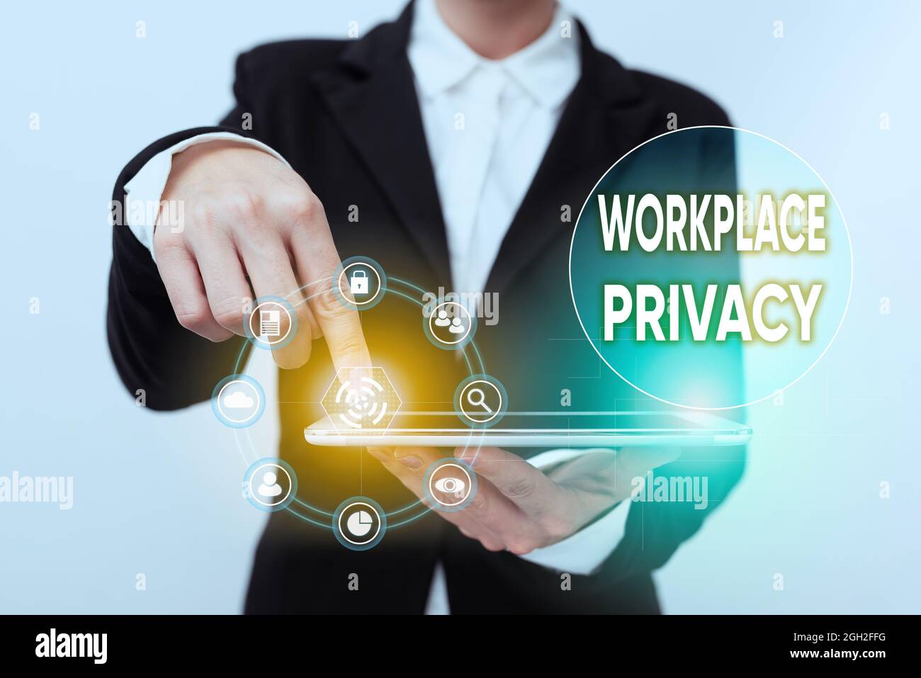 Text caption presenting Workplace Privacy. Word Written on protection ...