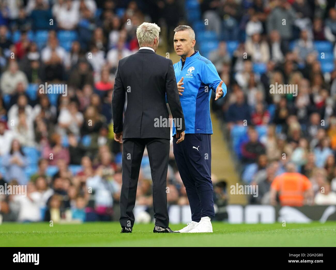 David Beckham and Robbie Williams before the SoccerAid for UNICEF match ...