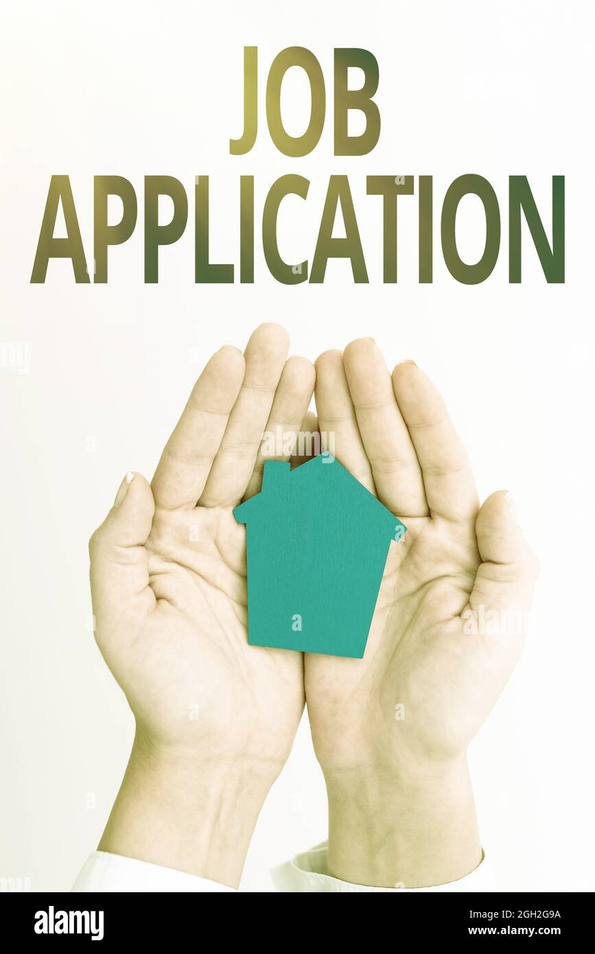 Text caption presenting Job Application. Business approach paper which ...